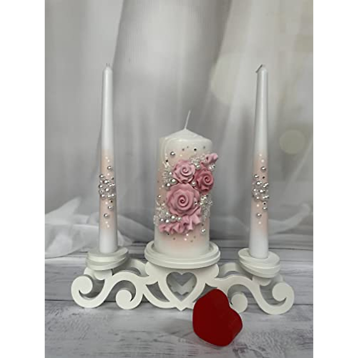 Magik Life Unity Candle Set for Wedding - Wedding Accessories for Reception and Ceremony - Candle Sets - 6 Inch Pillar and 2 10 Inch Tapers - Decorative Pillars Pudra
