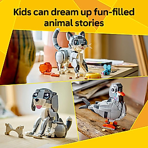 LEGO Creator 3 in 1 Playful Cat Toy - Building Toy with 3 Building Options, Cat, Dog, or Pigeon - Easter Basket Gift for Kids - Animal Figures for Kids, Girls and Boys, Ages 8+ - 31163