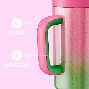 ENCOOL 40 oz Tumbler with Handle and Flip Straw, 100% Leak Resistant Tumbler with Lid and Straw, Insulated Stainless Steel Travel Coffee Mug, Keeps Cold for 34 Hours, Cupholder Friendly (Fuchsia)