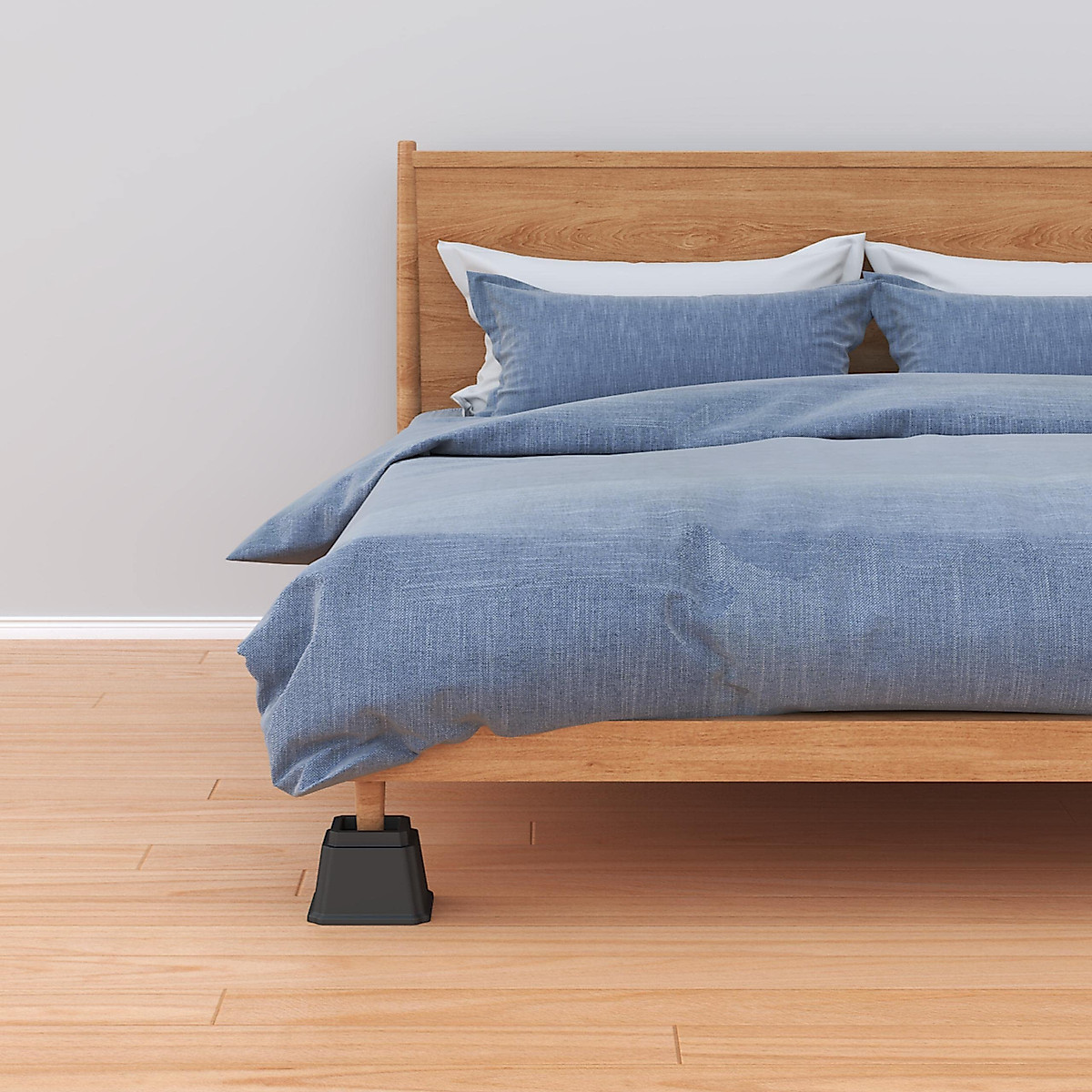 Whynonap Bed Risers 4 Inch Set of 9, Heavy Duty Bed Elevators Risers for Bed Frame 9 Pack Lifts Up 3000 lbs Sofa Table Furniture Riser, Black