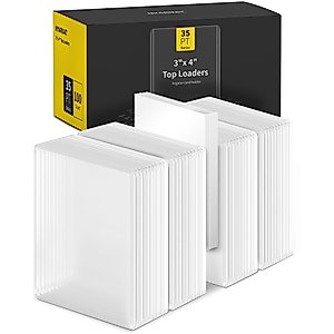 HYARUAT 100 Pack Clear Top Loaders (35pt) and 100 Pack Penny Sleeves Combo for Maximum Card Protection