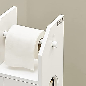 Haotian BZR49-W, White Free Standing Bathroom Toilet Paper Roll Holder, Storage Cabinet Holder, Organizer for Bath Toilet