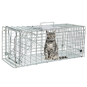 ANT MARCH Live Animal Cage Trap 32"x11.5"x13" Steel Humane Release Rodent Cage for Rabbits, Stray Cat, Squirrel, Raccoon, Mole, Gopher, Chicken, Opossum, Skunk, Chipmunks, Groundhog