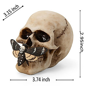 Basuo-9Q Pack of 3 Hear Speak See No Evil Resin Figurines Halloween Decoration Wise Skeletons Statues Black Reapers (Moth-Skulls)