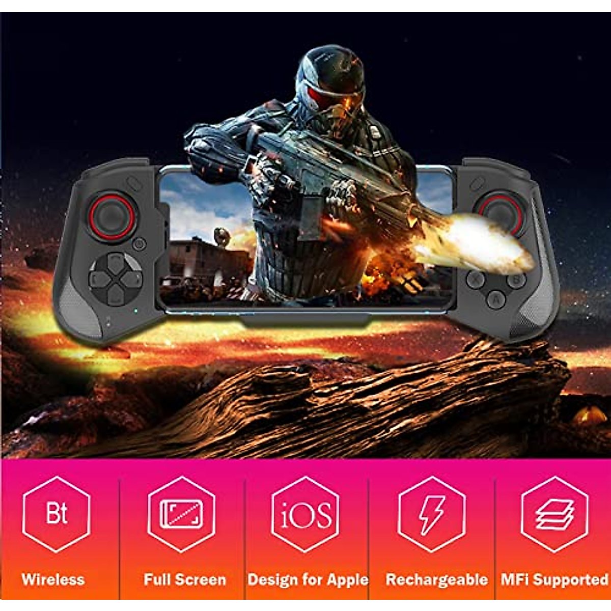 arVin Mobile Gaming Controller for iOS Android Wireless Gamepad Joystick iPhone 14/13/12/11, Samsung Galaxy S22/S21/S20, One Plus, Call of Duty, Genshin Impact