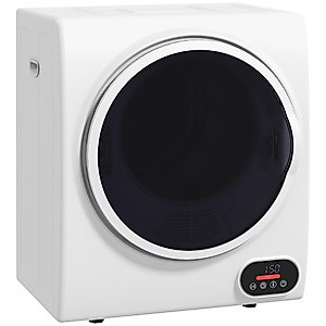 HOMCOM Portable Clothes Dryer, Compact Laundry Dryer with 1.5 cu.ft Stainless Steel Drum, Intelligent Drying, 120V 850W Front Load Electric Dryer for Apartments, Dorms, RVs - White