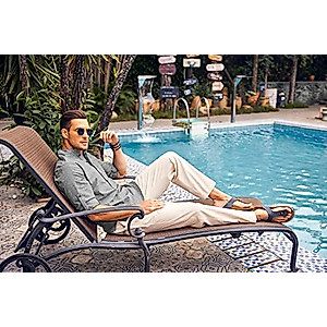 COOFANDY Men's Cotton Henley Shirt Long Sleeve Slim Fit Linen Casual Summer Beach Hippie T Shirt Light Grey