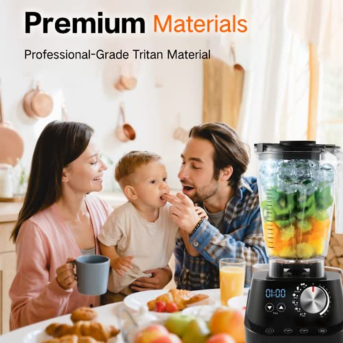 NUWAVE Infinity Moxie 64oz Blender – Professional Grade, Self-Cleaning - 6 presets & 10 Speed Settings for Shakes, Smoothies, Nut Butters, Crushed Ice & More – Comes w/Plunger & Scraper