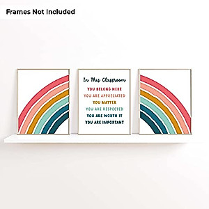 Inspirational Classroom Wall Art - 3-Piece Rainbow Set | Motivational Decor