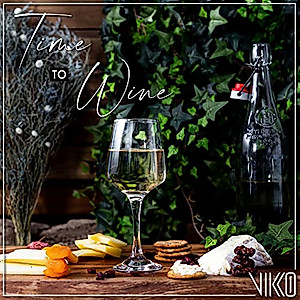 Vikko 9.5 Ounce Wine Glasses | Beautifully Shaped – Thick and Durable Construction – For Parties, Entertaining, and Everyday Use – Dishwasher Safe – Set of 6 Clear Glass Wine Glasses – 2.4” Diameter x