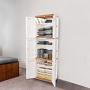 Storage Cabinet with 120 lbs Strong Load-Bearing Capacity, Khaki and White Storage Drawer Units, Plastic Storage Dressers for Tool and Home Organization, 19.7" Lx12.2 Dx61 H