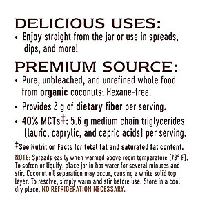 Nature's Way Organic Raw Coconut Whole Food, 5.6 g MCTs per serving, Unrefined, Cold Pressed, 16 oz.