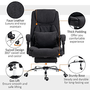 Vinsetto 3D Kneading Massage Office Chair with Reclining, Swivel Fabric Computer Chair with Footrest, Armrest, Black