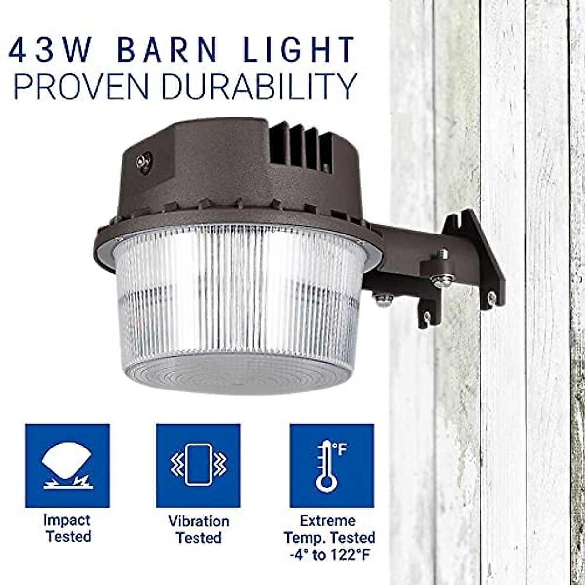 TERRASON LED Security Area Light 43 Watts - Barn Light Dusk to Dawn with Photocell - Ultra Bright Yard Light 5500 Lumens, 5000K, 400W Incandescent or 150W HID Light Equal
