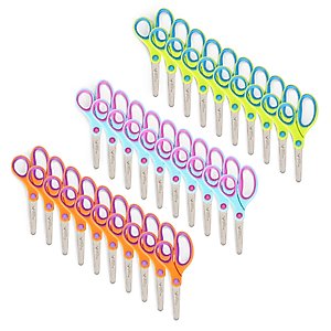 Blue Summit Supplies Kids Scissors, Student Scissors with Comfort Grip, Bulk Safety Scissors for School and Classrooms, Orange, Blue, and Pink Children Scissors, 30 Pack