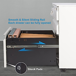 PACHIRA E-Commerce Mobile File Cabinet with 3 Drawers Heavy Duty 19.69" D x 15.35" W x 23.62" H, Fully Assembled, Filing Cabinet Vertical File Under Desk for Legal/Letter/A4 File, White