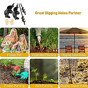 RVOREN Auger Drill Bit for Planting - Planting Auger for Cordless Drill, Black Bulb Auger 1.6″x9″, 1.6″x16″, 3″x12″, 4″x12″ Set for Garden Plants Bulbs