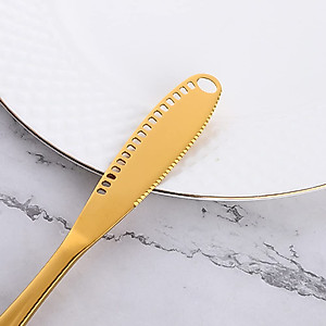 MINGYU Stainless Steel Butter Knives Colorful Peanut Butter Knife, Multifunction 3 in 1 Butter Spreader Knife With Holes Set of 4