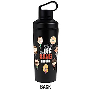 Big Bang Theory OFFICIAL Emojis 18 oz Insulated Water Bottle, Leak Resistant, Vacuum Insulated Stainless Steel with 2-in-1 Loop Cap