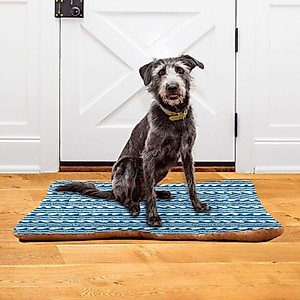 Coikll Ocean Waves Ornament Pet Bed Pad Soft Dog Bed Mat with Anti-Slip Bottom, Machine Washable Crate Pad Mattress for Dog Sleeping- 24 * 18inches
