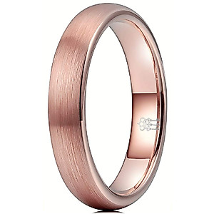 THREE KEYS JEWELRY Women Wedding Bands 4mm Rose Gold Tungsten Brushed Viking Carbide Ring with Jewels Infinity Unique for Her Size 7