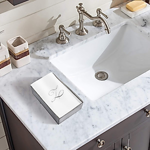 AH AMERICAN HOMESTEAD Disposable Hand Towels for Bathroom 50 Count - Guest Bathroom Essentials -Bathroom Paper Towels - Monogrammed Disposable Napkins - Wedding Napkins in Paper Towel Tray (Silver, H)