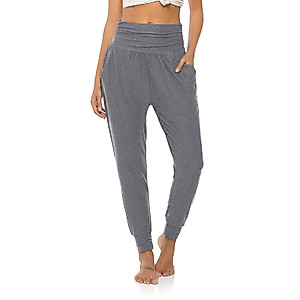 DIBAOLONG Womens Yoga Sweatpants Loose Workout Joggers Pants Comfy Lounge Pants with Pockets Light Gray S