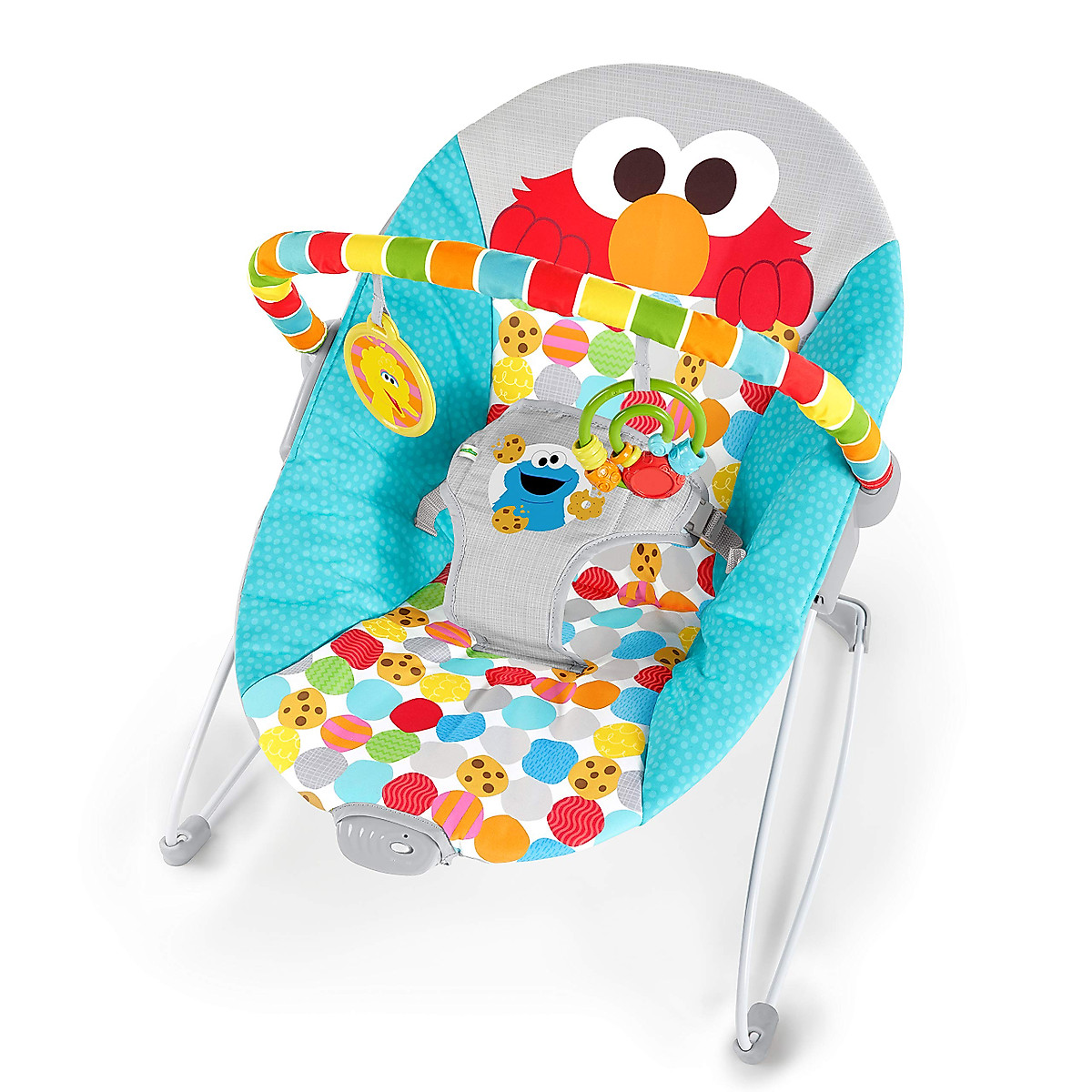 Bright Starts Sesame Street I Spot Elmo! 3-Point Harness Vibrating Baby Bouncer with Toy bar (Pack of 2)