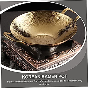 CALLARON Pot Grill Skillet for Outdoor Grill Stainless Steel Frying Pan Non Stick Frying Pan Cake Pan Stir Fry Wok Pan Induction Wok Large Stainless Steel Pot Cookware Korean Pot