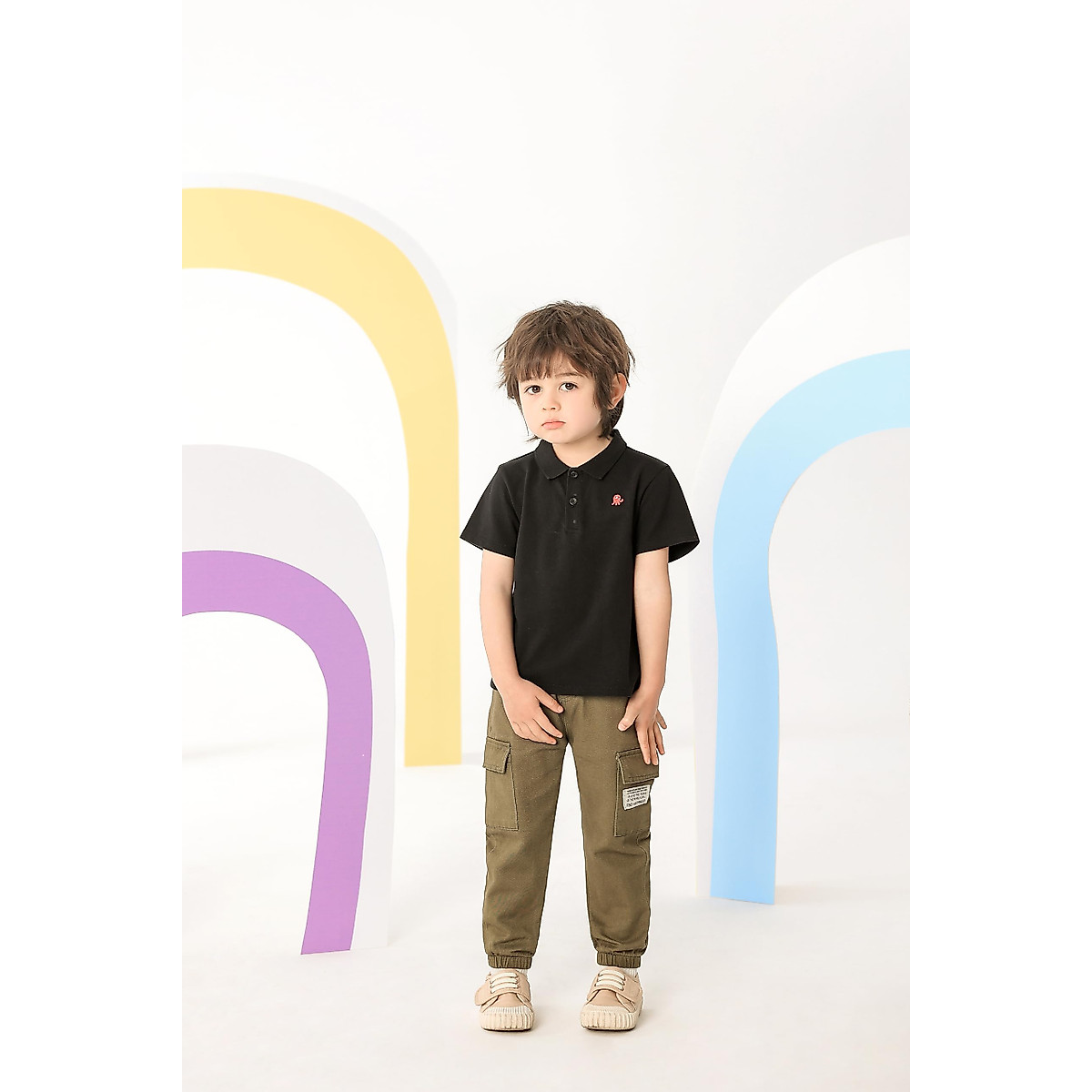 Feidoog Toddler Baby Boys 2 Pack Sweatpants Solid Cotton Elastic Waist Trousers Active Jogger Pants,Green+Coffee,3-4T