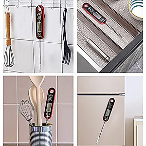 TempPro E30 Digital Meat Thermometer with Long Probe Kitchen Instant Read Cooking Food Thermometer for BBQ Smoker Grilling Oil Deep Fry Candy Thermometer with Large Backlit Display, Black/red