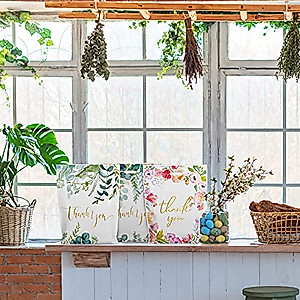 Whaline 48 Pack Thank You Bag with Die Cut Handle 4 Design Floral Theme Plastic Boutique Bags 12 x 16 Inch Bulk Thank You Gift Bags for Wedding Birthday Baby Shower Party Favors Shopping Retail