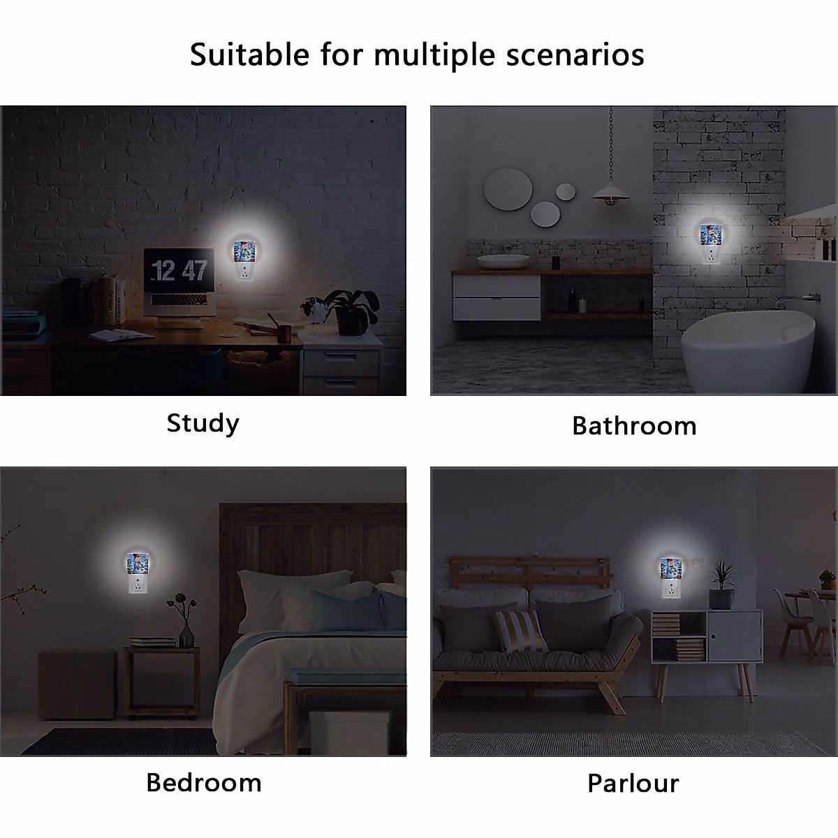Wusikd Winter Snowman Night Light Set of 2 Snowflake Cardinal Bird Plug-in LED Nightlights Auto Dusk-to-Dawn Sensor Lamp for Bedroom Bathroom Kitchen Hallway Stairs Decorative