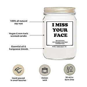 YouNique Designs Scented Candles - Soy Candles Thinking of You Gifts for Women & Men, I Miss Your Face Candle, Long Distance Relationship Gifts 8 Ounce Lavender Candles for Women (Lavender & Vanilla)