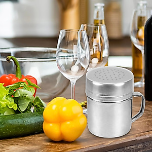 GEMLORD 2 Pieces 13.5 OZ Stainless Steel Salt and Pepper Dredge Shakers with Lid and Handle, Seasoning Pepper Shaker Spice Condiment Shakers for Powder Candy Cooking Kitchen Baking