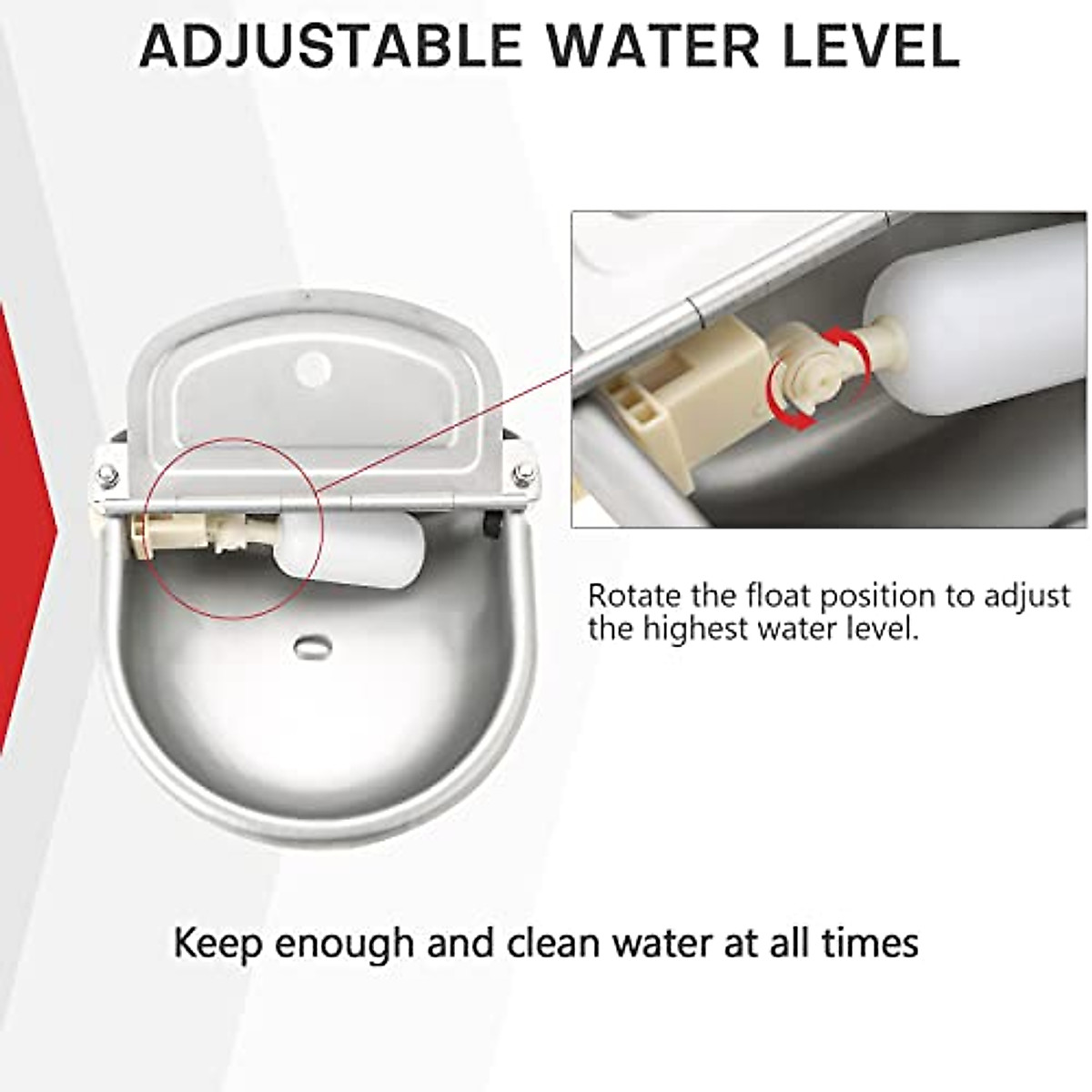 MAOPINER Automatic Cow Drinking Water Bowl Dispenser 304 Stainless Steel Farm Livestock Animals Waterer for Pigs Horse Cattle Goat Sheep Dog (Without Drainage Hole)
