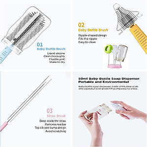 Baby Bottle Drying Rack for Travel,Portable Drying Rack and Bottle Brush Set for Working Mom, Visit Families, Friends or Camping,Pink