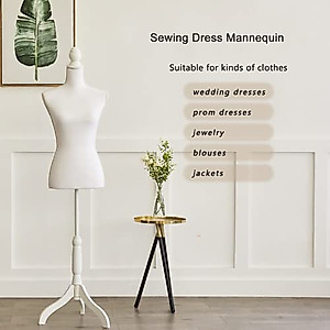 Encomle Dress Form Female Mannequin Torso, Height Adjustable Mannequin Body with Stand for Sewing, Display, White
