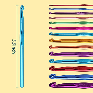14PCS Aluminum Crochet Hooks Knitting Needles Craft Yarn 2.0mm/2.5mm/3.0mm/3.5mm/4.0mm/4.5mm/5.0mm/5.5mm/6.0mm/6.5mm/7.0mm/8.0mm/9.0mm/10.0mm