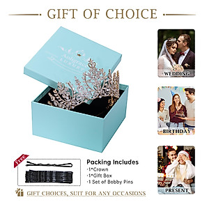 Aoligrace Gold Wedding Crowns for Bride Large Cubic Zirconia Sweet 16 Tiaras for Women Gift for Birthday Prom Pageant Party