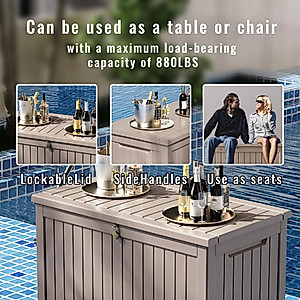 KFY deck box,XXL 230 gallon Resin Large outdoor storage box waterproof and sunproof Loackable Suitable for patio furniture and outdoor garden tool storage (lightbrown)