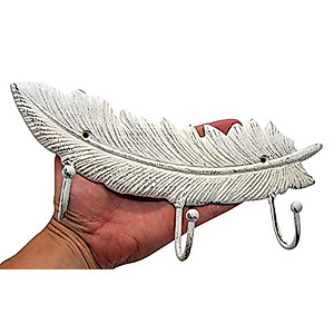 Large Feather Cast Iron Wall Hook, 5 3/4 Inch