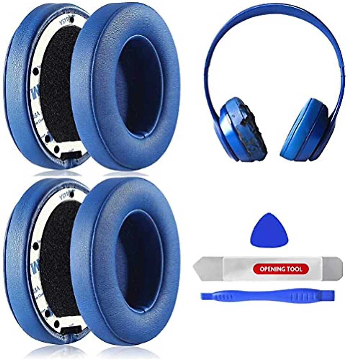 ULK 2 Pack Studio 2 Studio 3 Professional Earpads Cushions Replacement(2pcs Left, 2pcs Right), Ear Pads for Beats Studio 2.03.0 Wireless On-Ear Headphones with Soft Protein Leather (Blue)