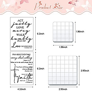 8 Pcs Christian Bible Verse Clear Rubber Stamps for Crafting, 6 Sheets Christian Bible Verse Clear Rubber Stamp and 2 Pcs Acrylic Stamp Blocks with Grid Line for DIY Journaling Card Making
