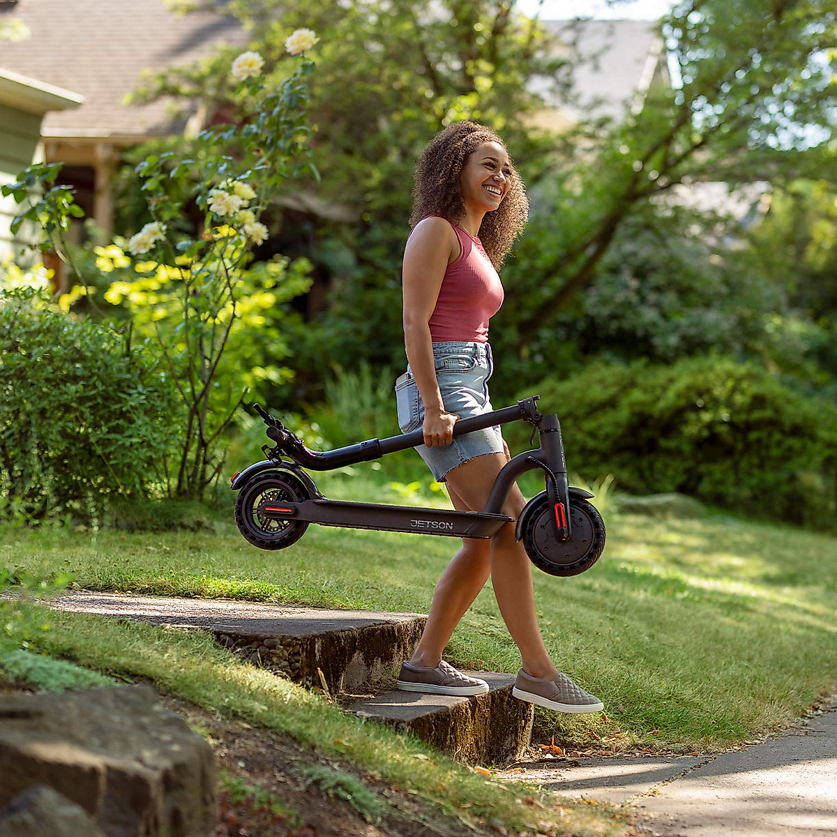 Jetson Eris Adult Electric Scooter - Includes Easy Folding Mechanism, LCD Display, Integrated Phone Holder, Reach Speeds up to 14 MPH, Range of up to 12 Miles, Ages 12+, Blue, JERIS-BLU