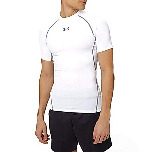 Under Armour Men's UA HeatGear Armour Short Sleeve Compression Shirt LG White