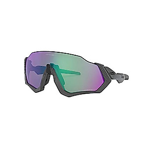 Oakley Men's Oo9401 Flight Jacket Rectangular Sunglasses, Steel/Prizm Road Jade, 37 mm