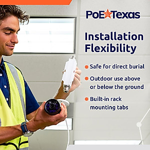 PoE Texas PoE++ Extender - Outdoor PoE Repeater - IP67 Waterproof and Direct Burial Capable - High-Speed Ethernet Booster Extends Power and Gigabit Data Range by 100m - IEEE 802.3bt/at/af Compliant