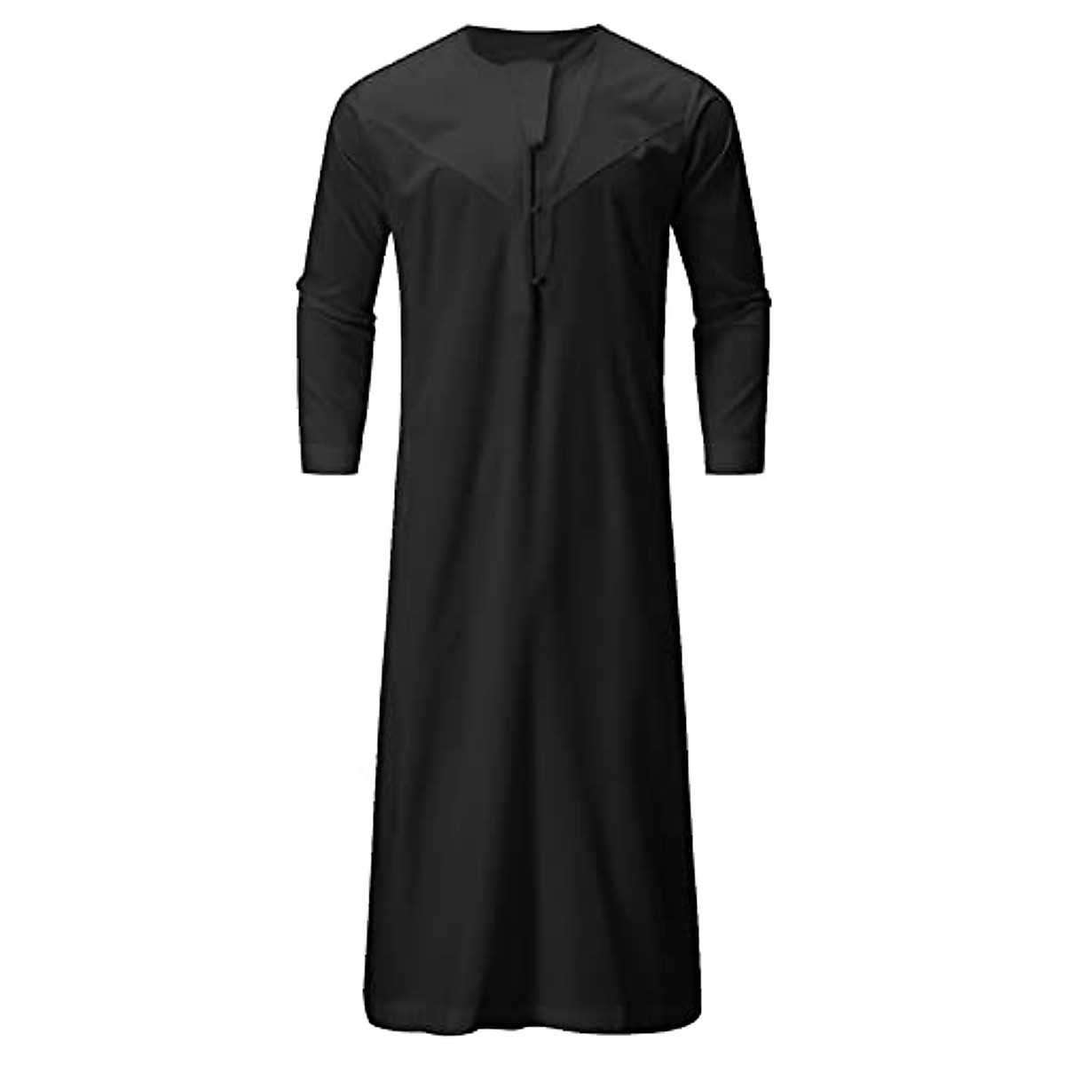 Stand Solid Arab Men's Color Robe Collar Muslim Middle Muslim Clothes Hijab Dress for Women Style (Black, S)