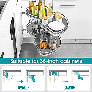 Corner Blinds, 2 Tier Adjustable Swing Pull Out Organizer with Strong Load Bearing, Smoothly Rotation, Maximizes Space, Wide Usage for Blind Corner Cabinet (Right Open)